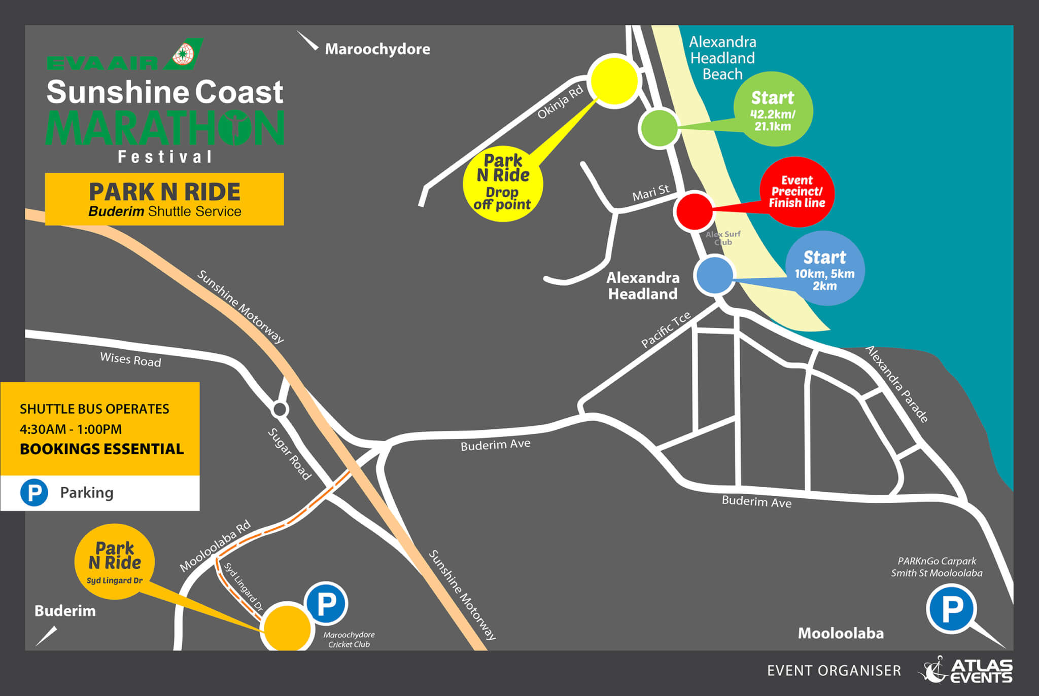 Park N Ride Shuttle Bus - EVA Air Sunshine Coast Marathon