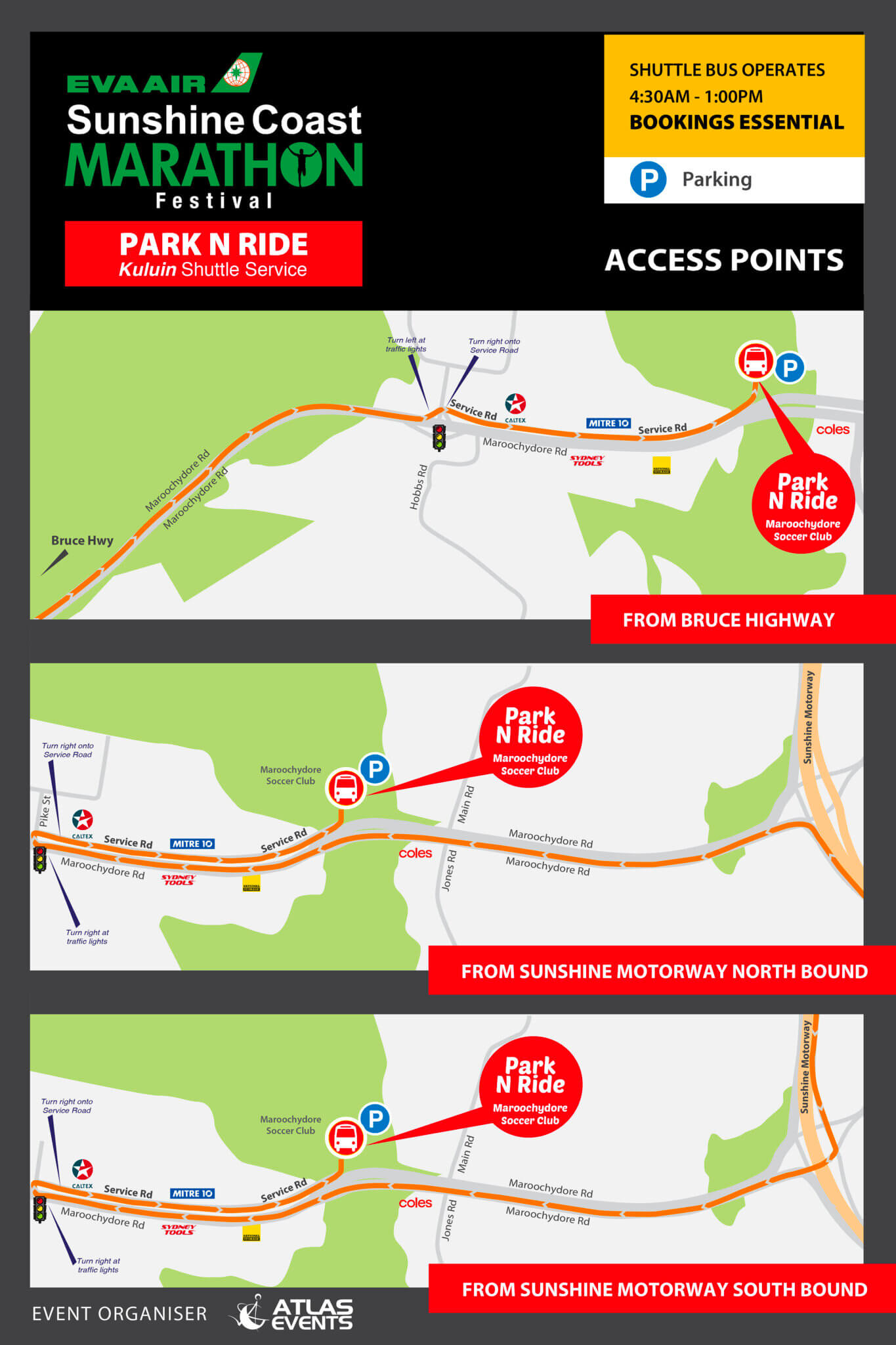 Kuluin Park N Ride Shuttle Bus - EVA Air Sunshine Coast Marathon